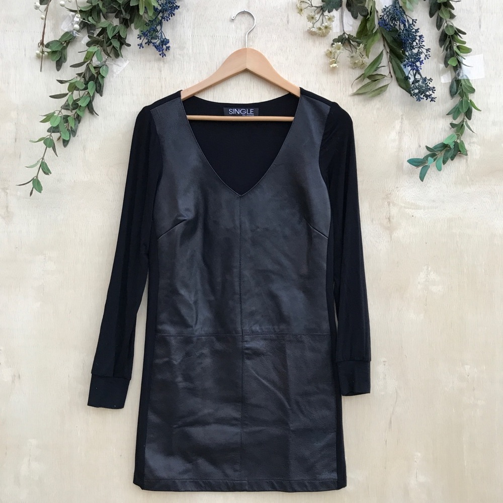 Single Los Angeles Vegan Leather Long Sleeve Dress - Gem